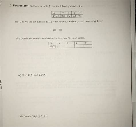 Solved Random Variable X Has The Following Distribution
