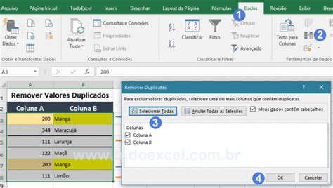 Como Remover Valores Duplicados Em Uma Planilha Tudo Excel