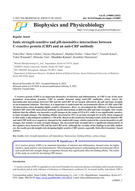 Pdf Ionic Strength Sensitive And Ph Insensitive Interactions Between