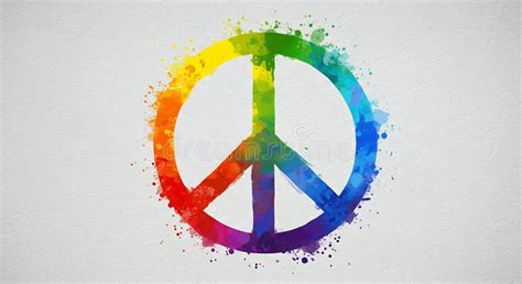 A Peace Symbol Is Depicted With A Vibrant Watercolor Splatter Effect