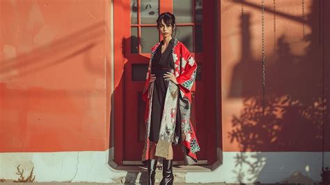 Model Wearing A Blend Of Styles Premium AI Generated Image