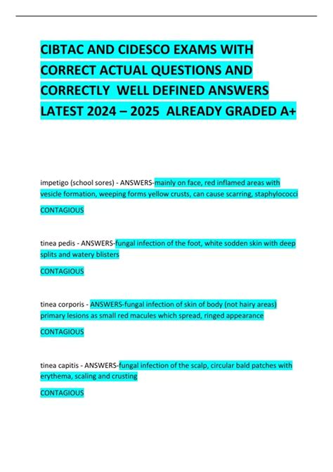 Cibtac And Cidesco Exams With Correct Actual Questions And Correctly