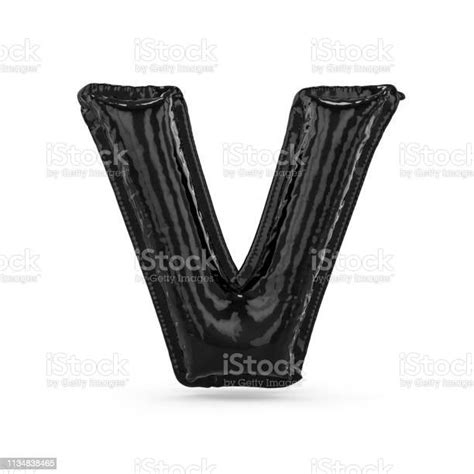고립 된 팽창 식 풍선으로 만든 검은 문자 V 3d 3차원 형태에 대한 스톡 사진 및 기타 이미지 3차원 형태 검은색 공기 주입 Istock