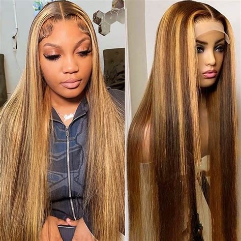 Glueless Lace Closure Wig Straight Human Hair Wig Honey Blonde