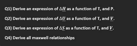 solved q1 derive an expression of Δh as a function of t