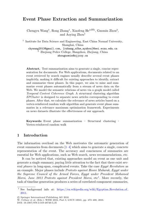 Pdf Event Phase Extraction And Summarization