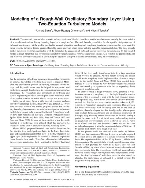 Pdf Modeling Of A Rough Wall Oscillatory Boundary Layer Using Two