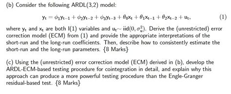 solved b consider the following ardl 3 2 model
