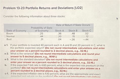 Solved Problem 13 23 ﻿portfolio Returns And Deviations