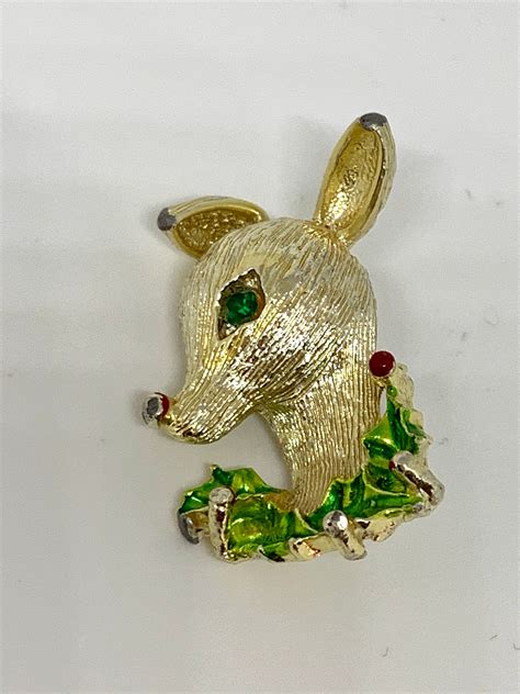 Vintage Rudolf The Red Nosed Reindeer Christmas Pin Signed Etsy