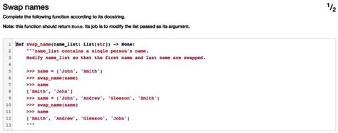 SOLVED Swap Names Complete The Following Functlon According To Its