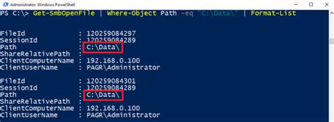 powershell find and close open files smb share sid 500