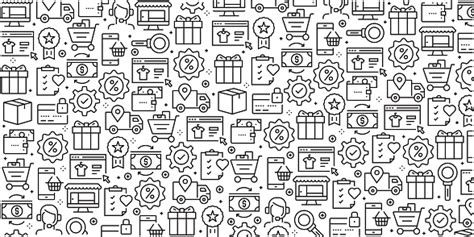 벡터 선형 유행 스타일전자 상거래벡터에 관련 된 선형 아이콘으로 완벽 한 패턴에에서 전자 상거래에 대 한 디자인 서식 파일의 요소 집합 전자 상거래에 대한 스톡 벡터 아트