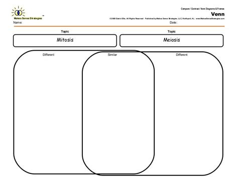 Mitosis Vs Meiosis Venn Diagram Word Document
