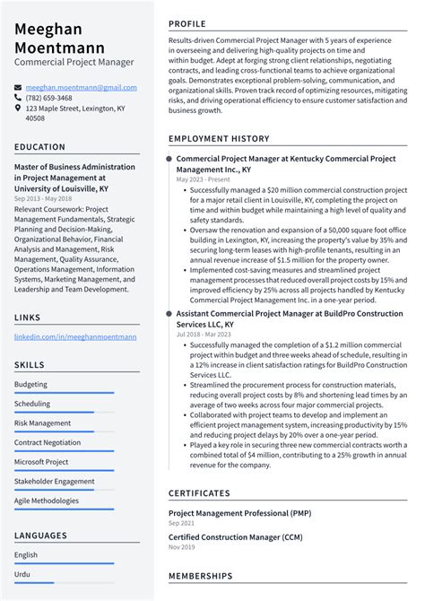 Top 16 Commercial Project Manager Resume Objective Examples