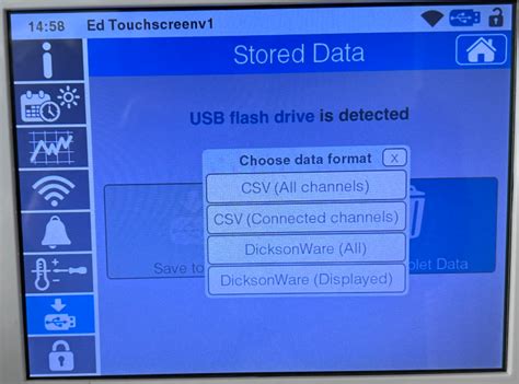 Export Data From The Touchscreen Data Logger For Dicksonone
