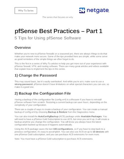 Pfsense Best Practices Part 1