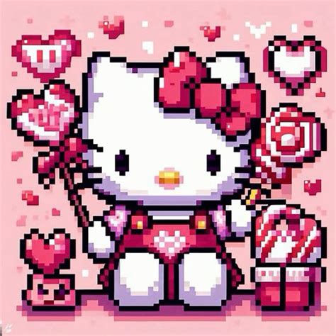 Hello Kitty Pixel Art In 2025 Hello Kitty Backgrounds Hello Kitty Kitty