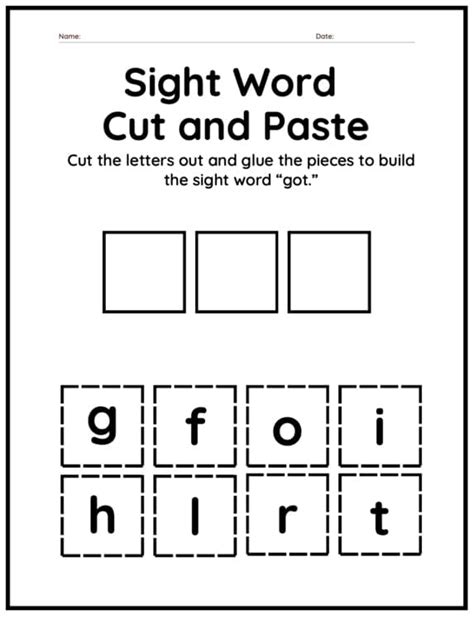 Cut And Paste Sight Word Worksheets 115 Heggerty Aligned Words