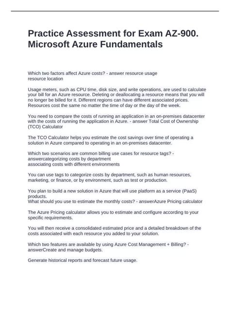 Practice Assessment For Exam Az 900 Microsoft Azure Fundamentals