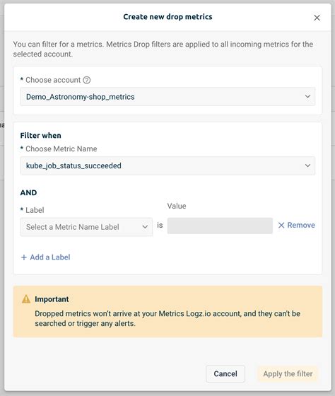 Drop Metric Filters Docs