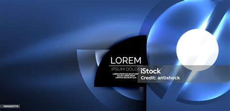 추상적인 배경으로 빛나는 네온 원과 마법의 조명 효과가 있는 선 벽지 배너 배경 방문 페이지 벽 예술 초대장 인쇄물 포스터를위한 하이테크 디자인 0명에 대한 스톡 벡터 아트