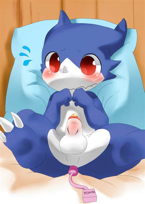 Rule 34 Anal Toying Balls Bed Big Eyes Blush Colored Digimon Dragon