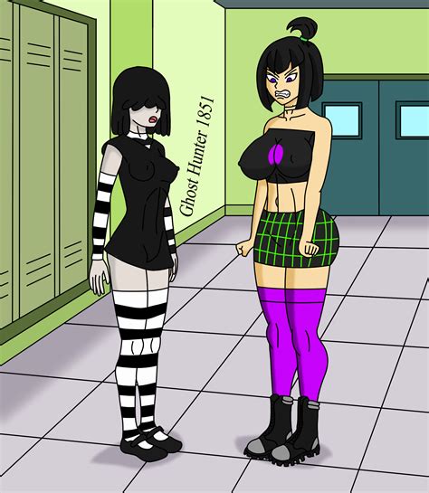 Rule 34 2girls Angry Angry Face Black Hair Commentary Request Crossover Danny Phantom Fist