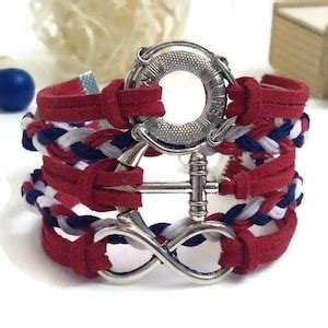Life Ring Anchor Infinity Bracelet Red Sailor Bracelet Life Ring