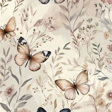 Peel And Stick Wallpaper Whimsical Butterflies Floral Soft Pastel Hues