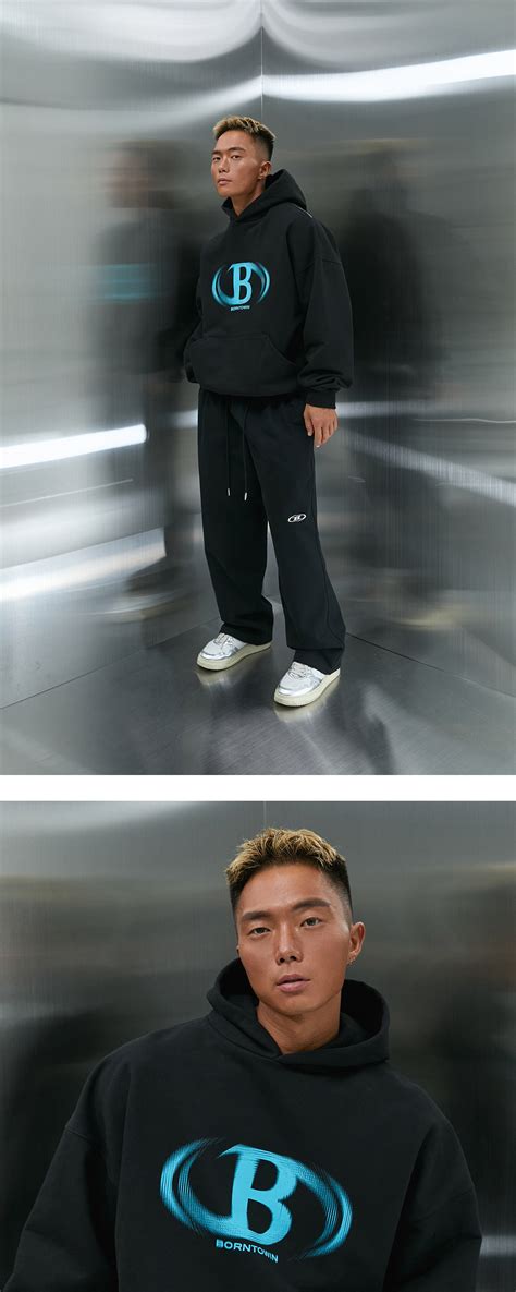 본투윈 플래시 온 B 로고 후디 블랙 Born To Win Kream