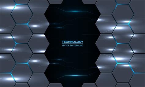 Premium Vector Abstract Technology Hexagon Background With Circuit Electric Lightning Lines