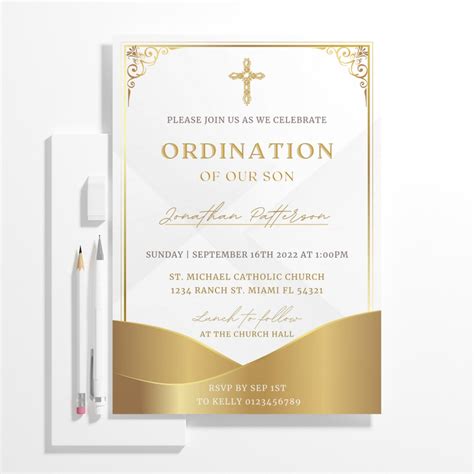 Editable Catholic Priest Ordination Invitation Template Etsy