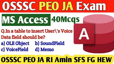 Ms Access 40 Mcqs Computer Class Osssc Peo Ja Ri Ari Amin Sfs Fg