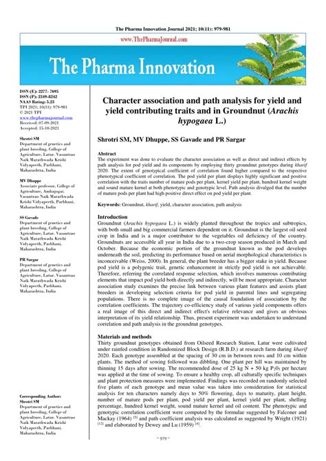 pdf character association and path analysis for yield and yield
