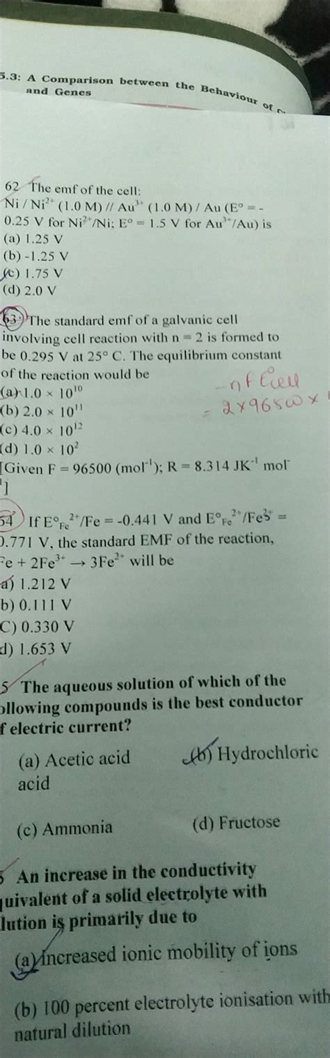 Given F96500 Mol−1r8314jk−1 Mol− If Efe∘ 2fe−0441 V And Eofe2