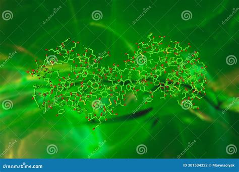 Human Insulin Space Filling Molecular Model On Blue Background Scientific Background 3d