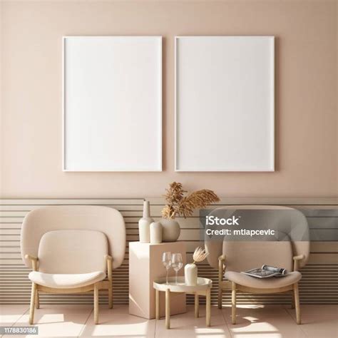 현대 흑백 인테리어 배경 스칸디나비아 스타일 3d 렌더링에 포스터 프레임을 조롱 0명에 대한 스톡 사진 및 기타 이미지 0명 개념 검은색 Istock