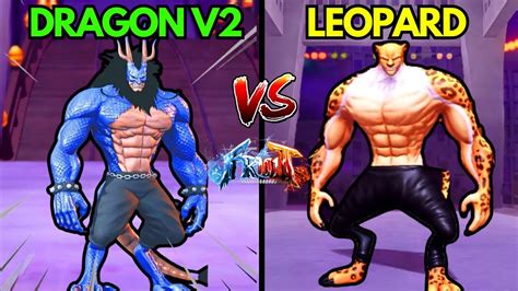 Dragon V2 Vs Leopard Fruit In Fruit Battlegroundsroblox Youtube