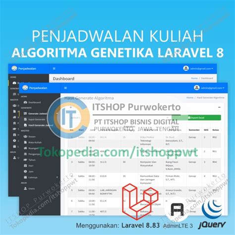 Jual Source Code Aplikasi Web Penjadwalan Kuliah Algoritma Genetika Laravel Kab Banyumas IT