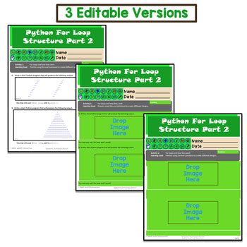 Python For Loops Part 2 Coding Project Editable Resource Package