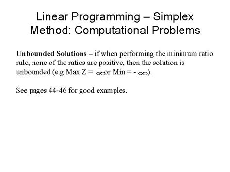 Linear Programming Simplex Method Computational Problems Breaking Ties