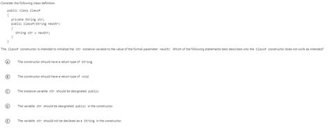 Consider The Following Class Definition Studyx