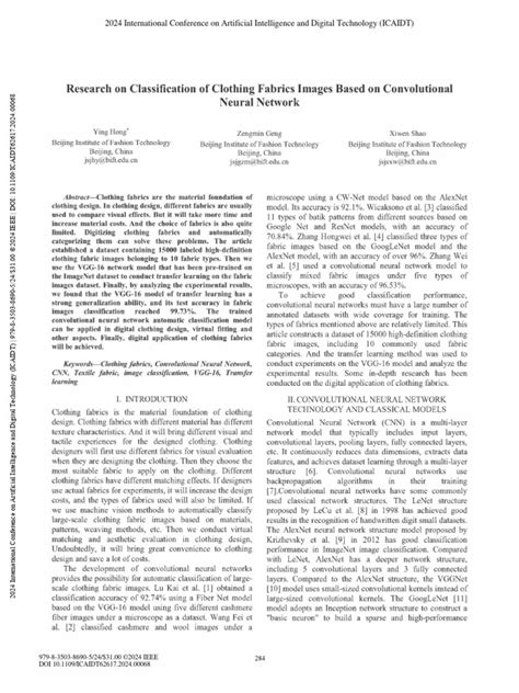 Research On Classification Of Clothing Fabrics Images Based On Convolutional Neural Network Pdf