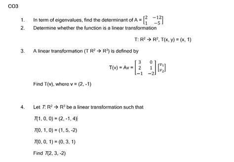 Solved СОЗ 1 In Term Of Eigenvalues Find The Determinant Of