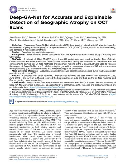 Pdf Deep Ga Net For Accurate And Explainable Detection Of Geographic Atrophy On Optical