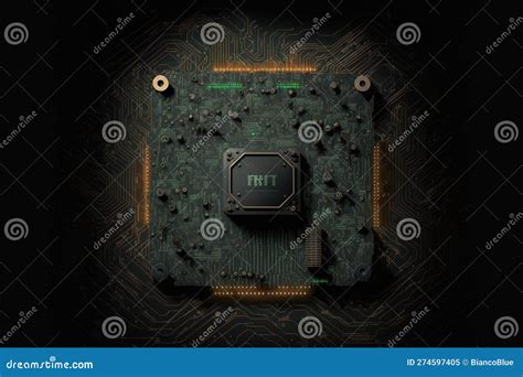 Processor CPU Or GPU Microchip On Dark Mother Board Stock Illustration Illustration Of Circuit