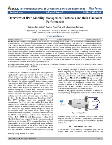 Pdf Overview Of Ipv6 Mobility Management Protocols And Their Handover Performances