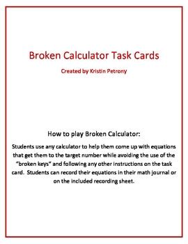 Broken Calculator Task Cards By Kristin Petrony TPT