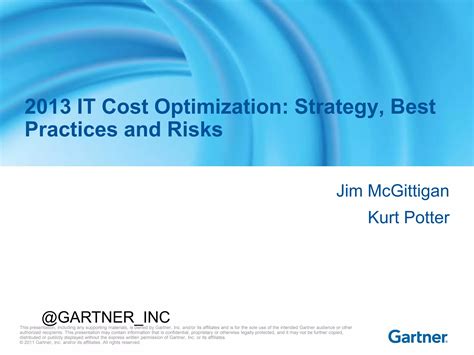 Gartner 2013 It Cost Optimization Strategy Best Practices And Risks Pdf
